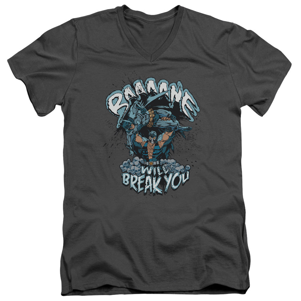 Batman - Bane Will Break You - Short Sleeve Adult V-neck - Charcoal T ...