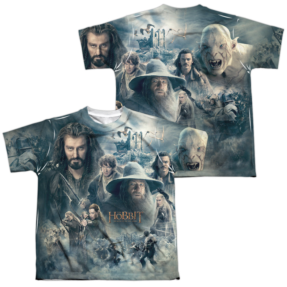 Hobbit - Epic Poster (Front/back) - Short Sleeve Youth Poly Crew - Whi ...