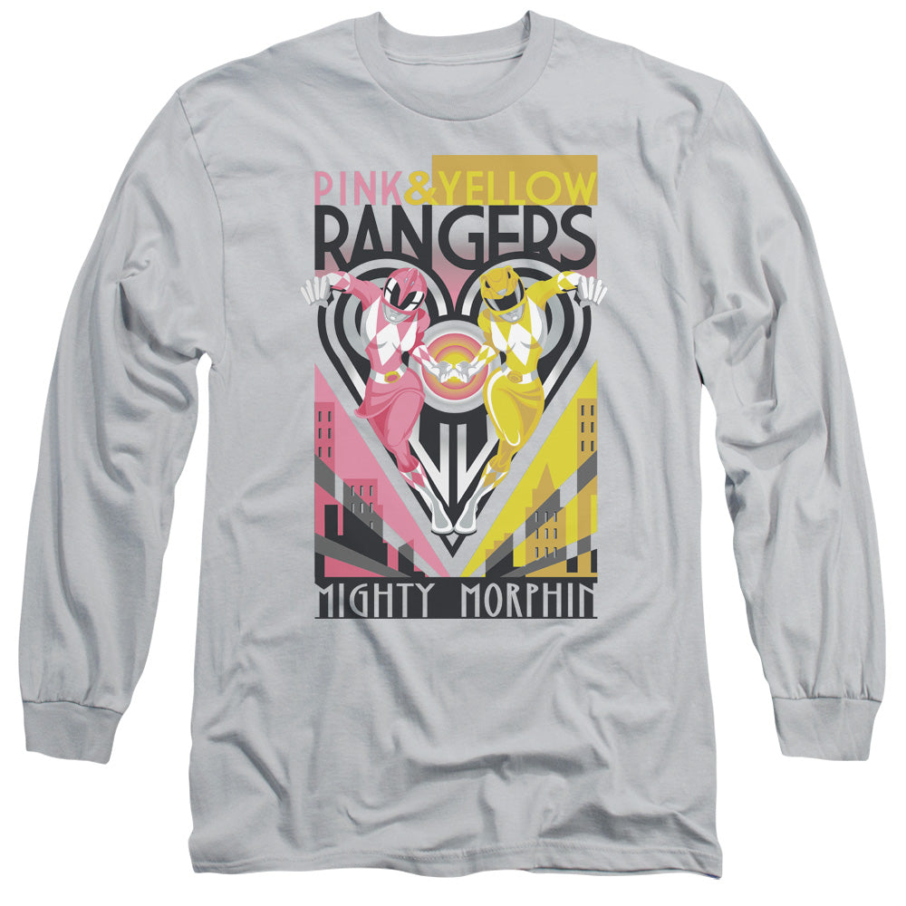 Power Rangers - Pink & Yellow Deco - Long Sleeve Adult 18/1 - Silver T ...