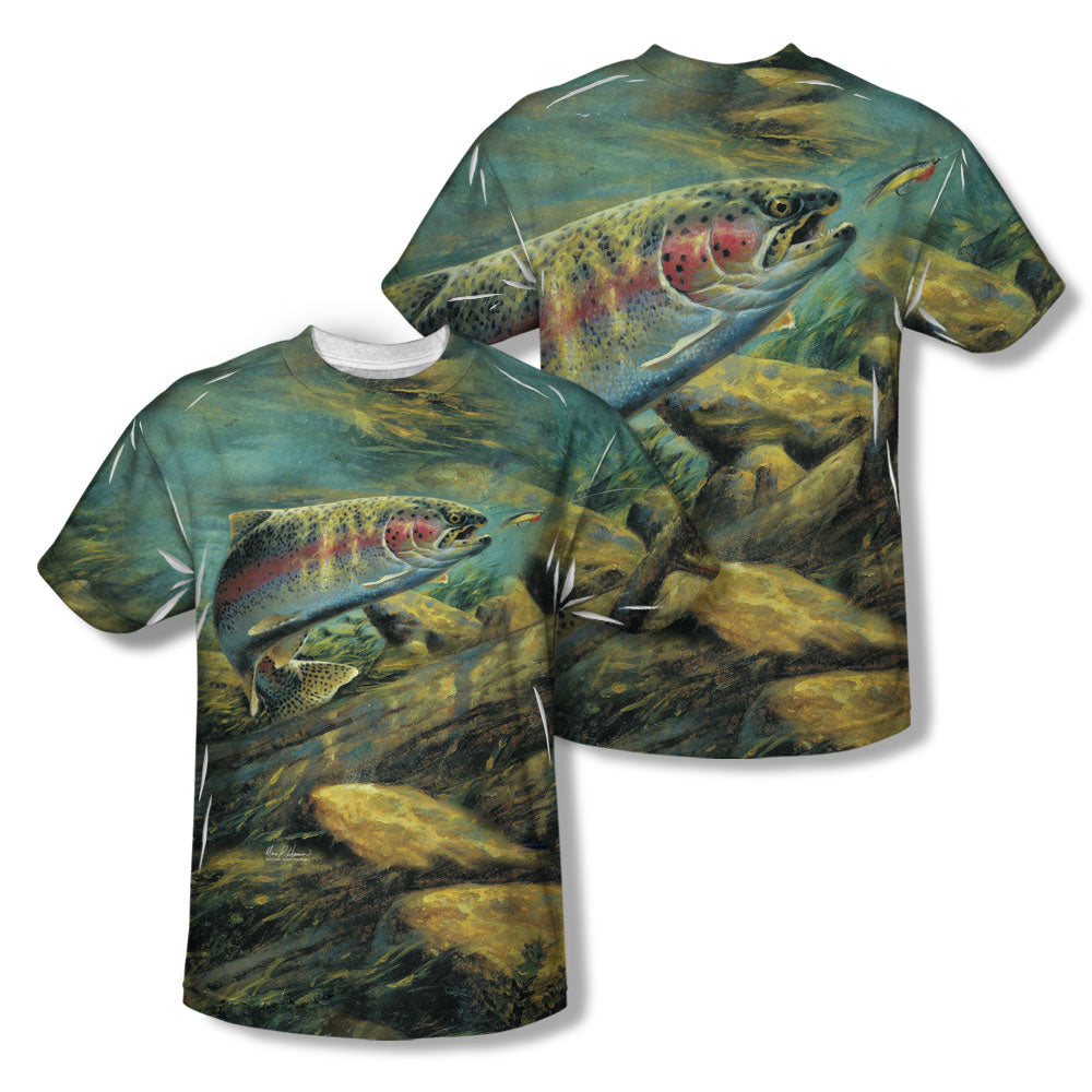 Wild Wings - Rainbow Trout (Front/back Print) - Short Sleeve Youth Pol ...