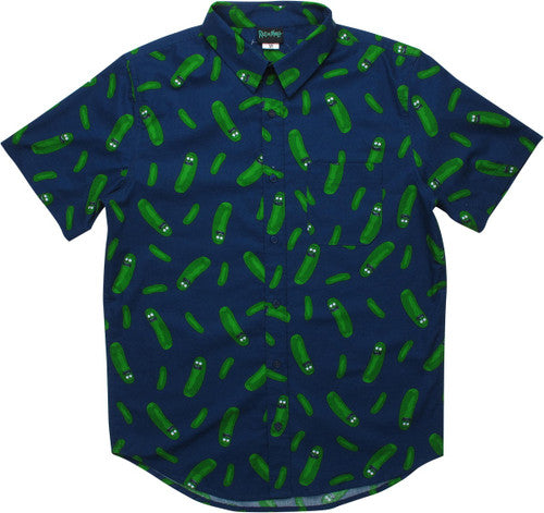 Rick and Morty Pickle Rick Jumble Button Shirt – FYE