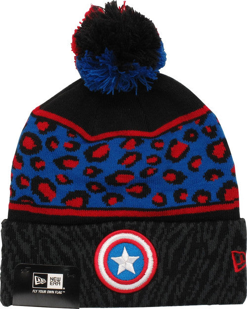 Captain America Animal Print Pom Beanie Hat in Red – FYE