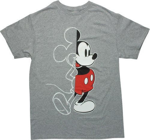 Mickey Mouse Half Sketch Heathered Gray T-Shirt – FYE